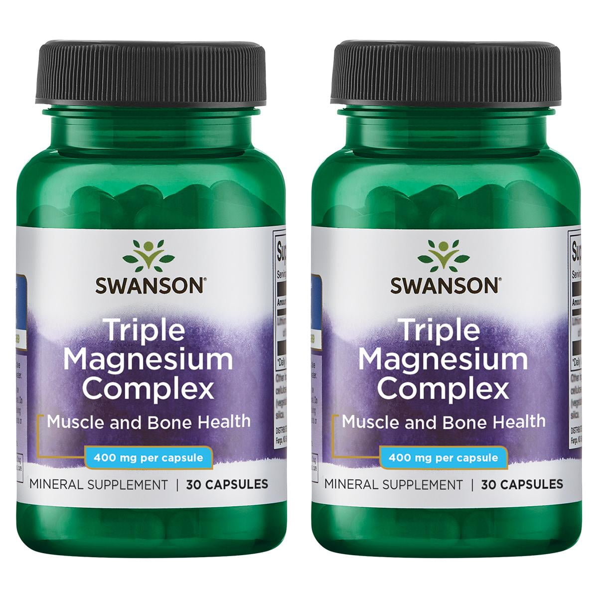 Swanson Triple Magnesium Complex 400 mg 30 Caps 2 Pack - Walmart.com