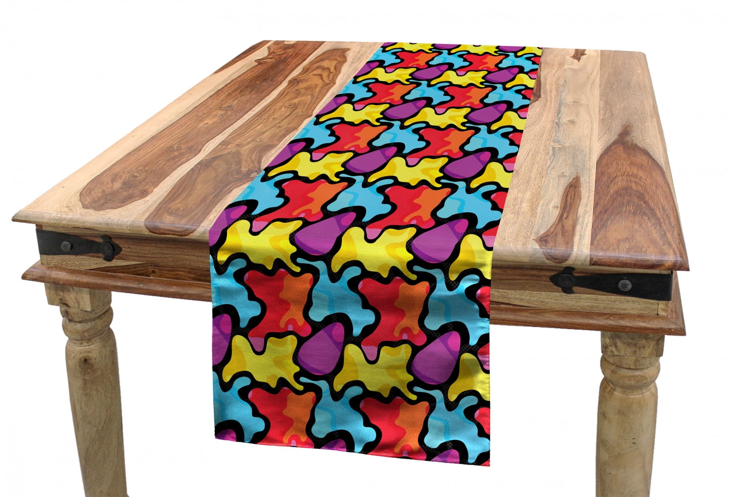 Colorful Table Runner, Graffiti Composition of Ornate Abstract Shapes ...