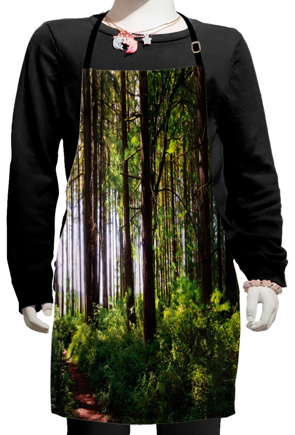 Forest Kids Apron, Pathway in a Shady Forest of Bushes and Thick Trunks ...