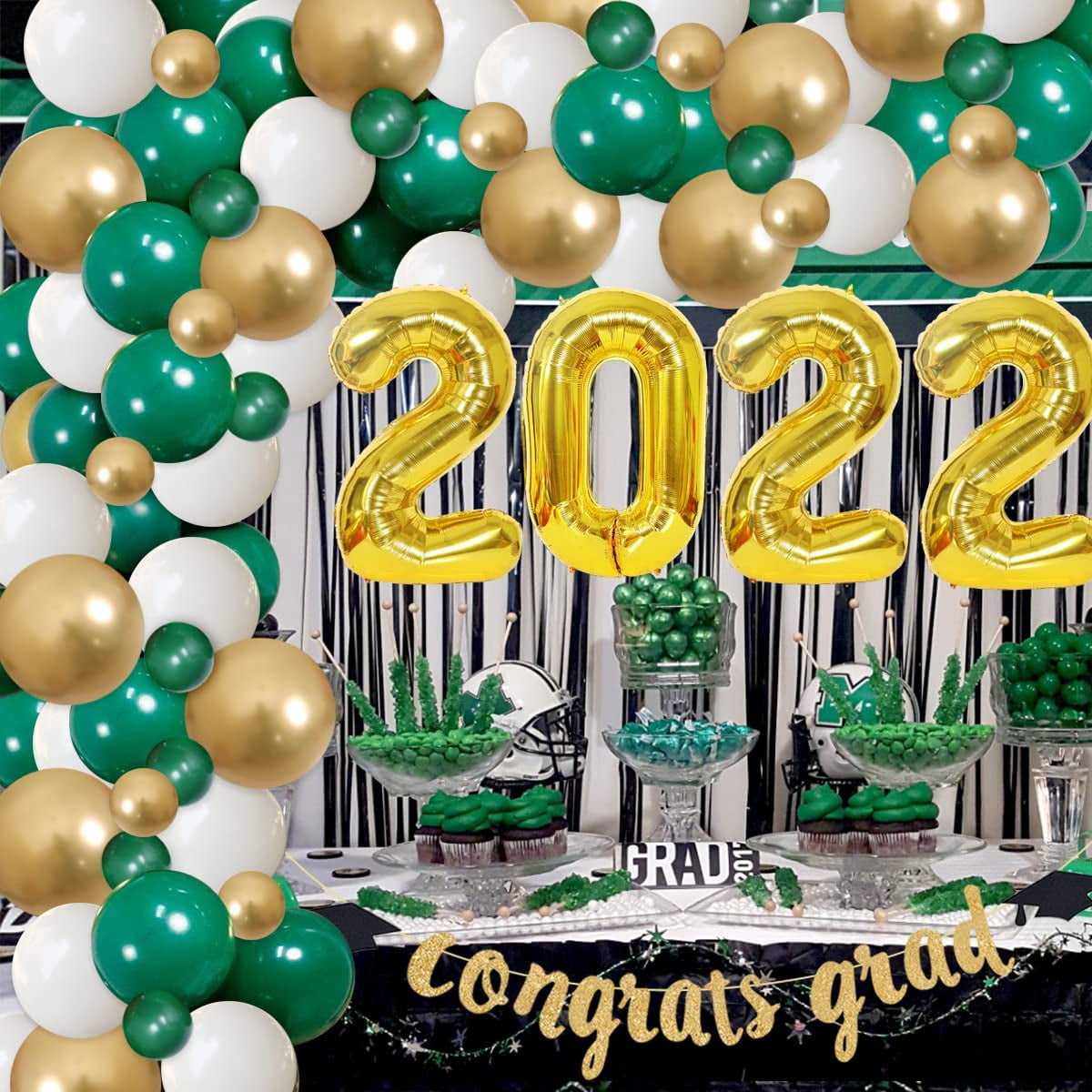 Buy Green and Gold Graduation Party Decorations 2022 Congrats Grad ...