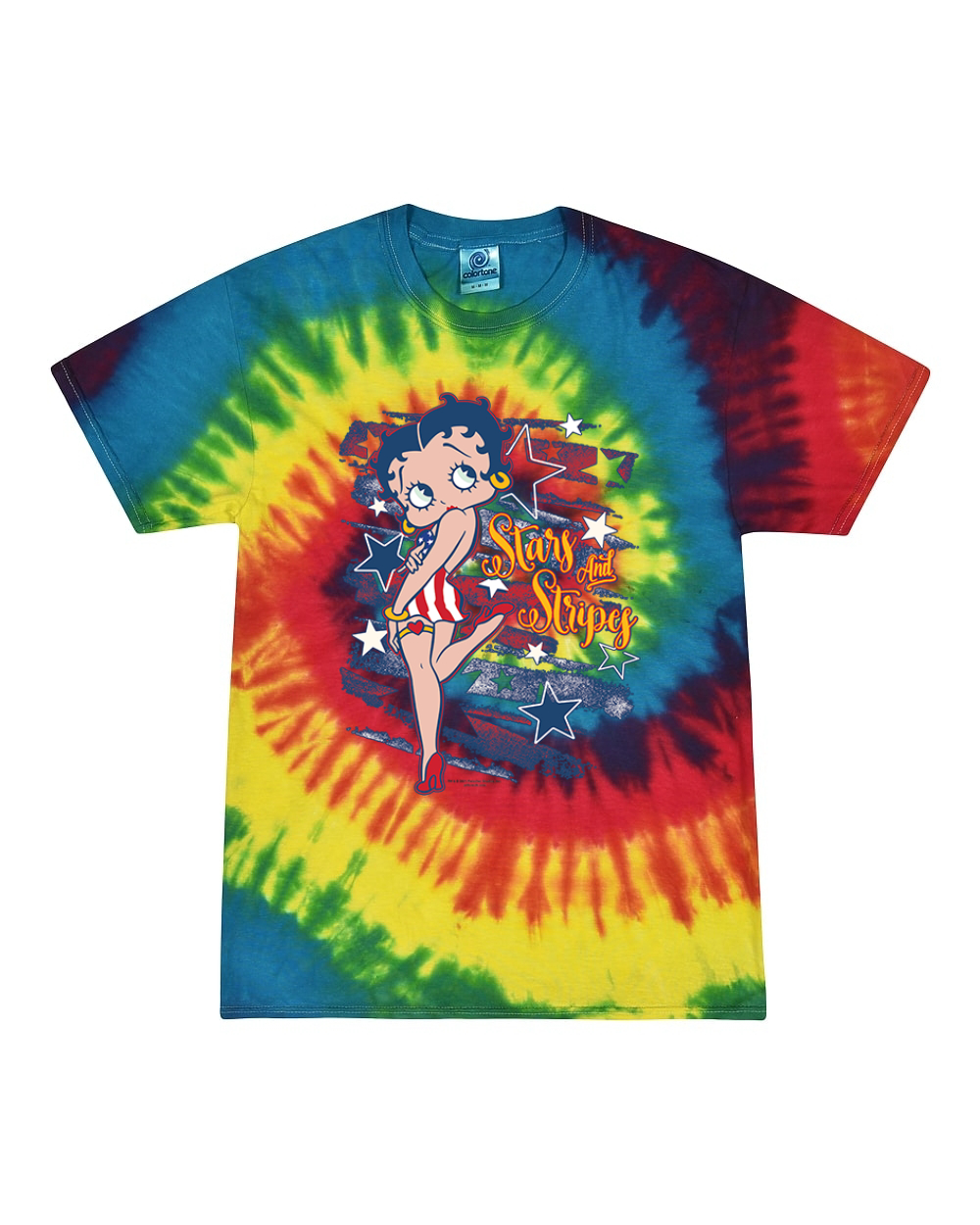 Wild Bobby Stars and Stripes Betty Boop Patriotic Betty Boop Tie-Dye T ...