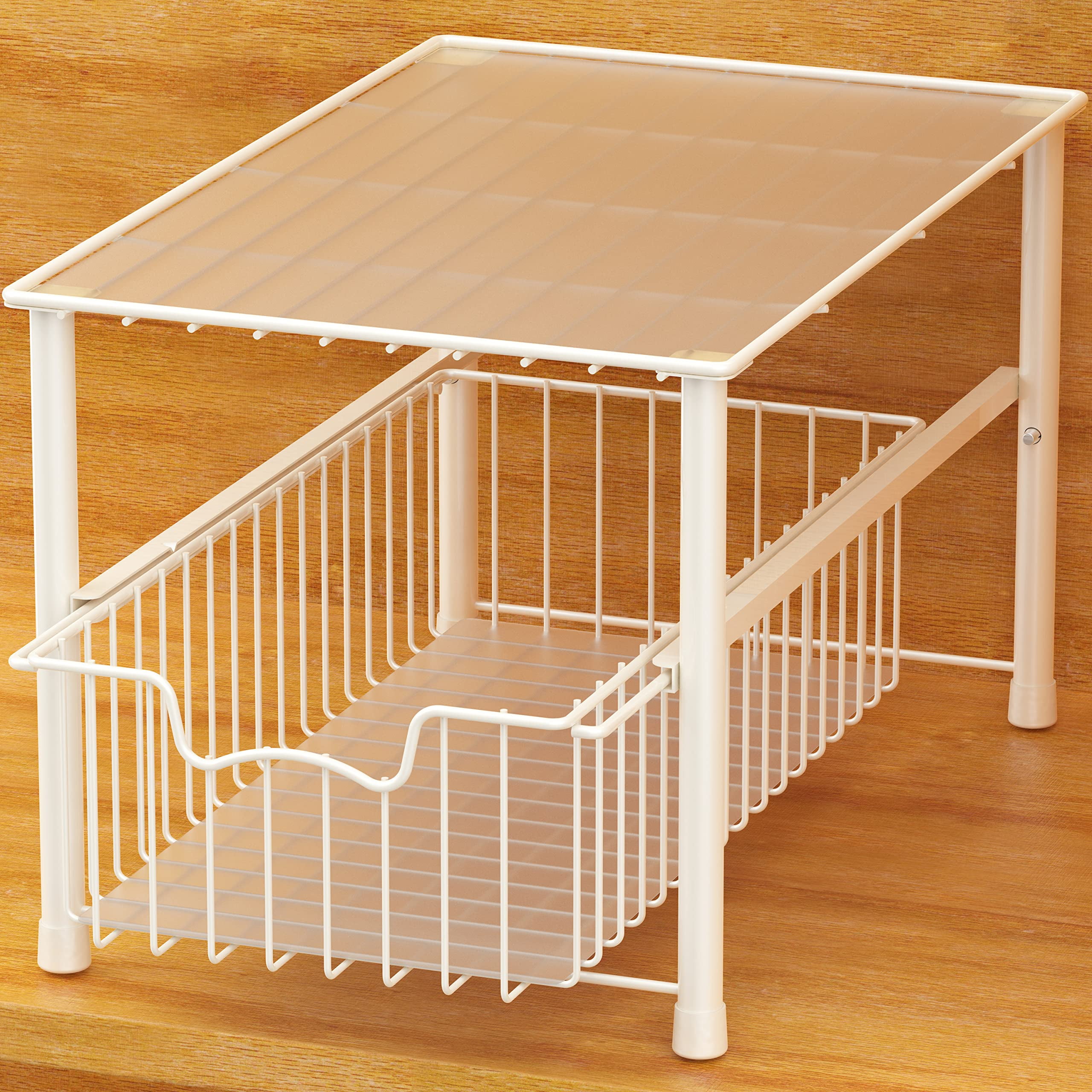 SimpleHouseware Stackable Under Sink Cabinet Sliding Basket Organizer ...