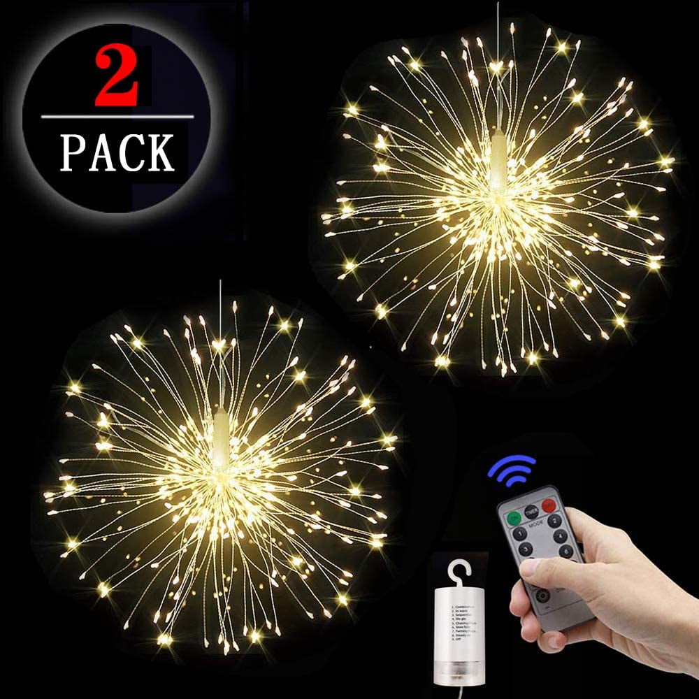 2 Pcs Fireworks String Lights Starburst Lights 120 LED Copper Wire ...