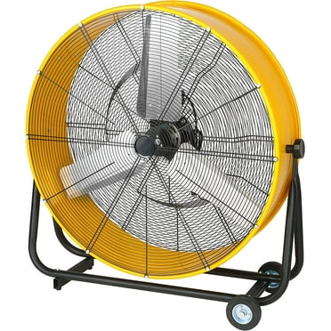 30 in. 3 Speed Yellow Heavy Duty Metal Industrial Drum Fan, Air ...