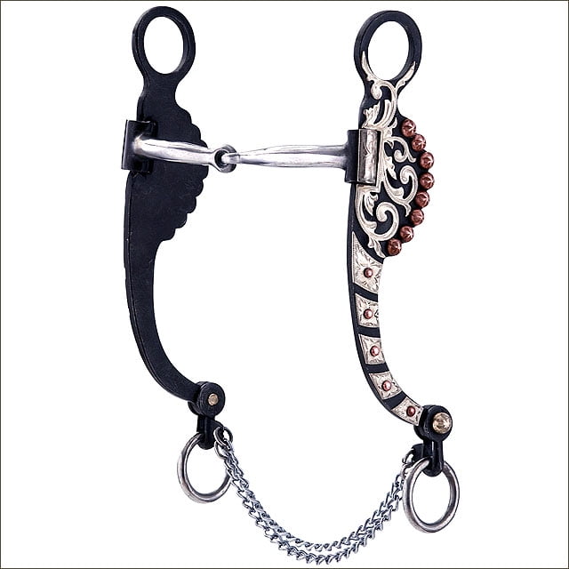 Ah311 Hilason Antique Brown Horse Bit Snaffle Mouth W/Copper Inlay ...