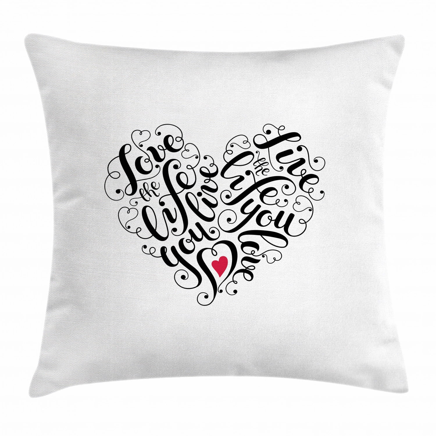 Love Throw Pillow Cushion Cover, Inspiring Quotes in Heart Shape ...
