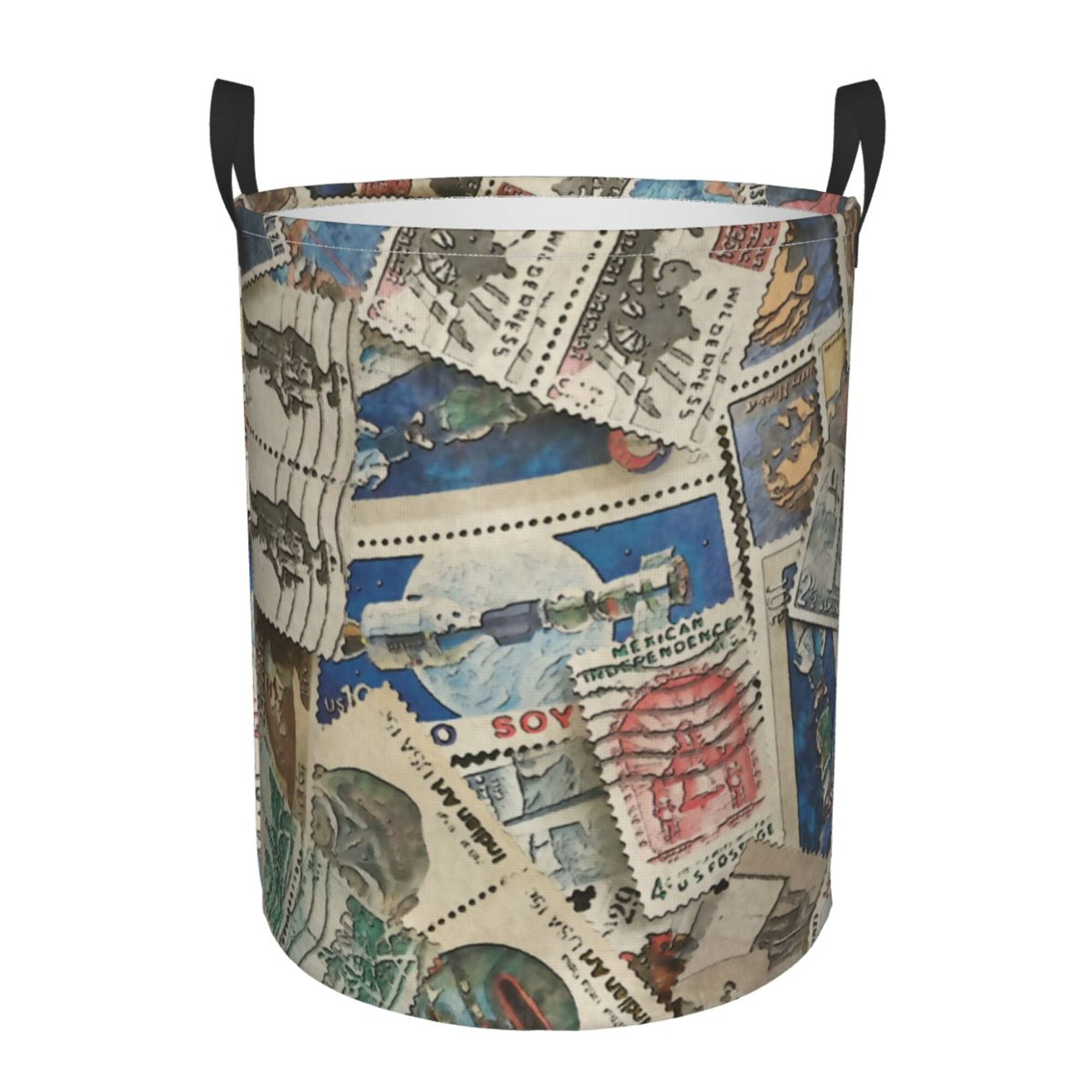 LNWH Laundry Basket, Vintage Stamp Print Pattern Foldable Laundry ...