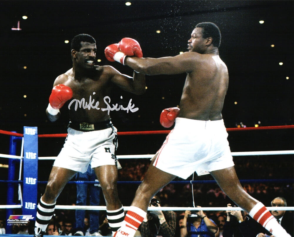 Michael (Mike) Spinks Signed Boxing vs Larry Holmes Action 8x10 Photo ...