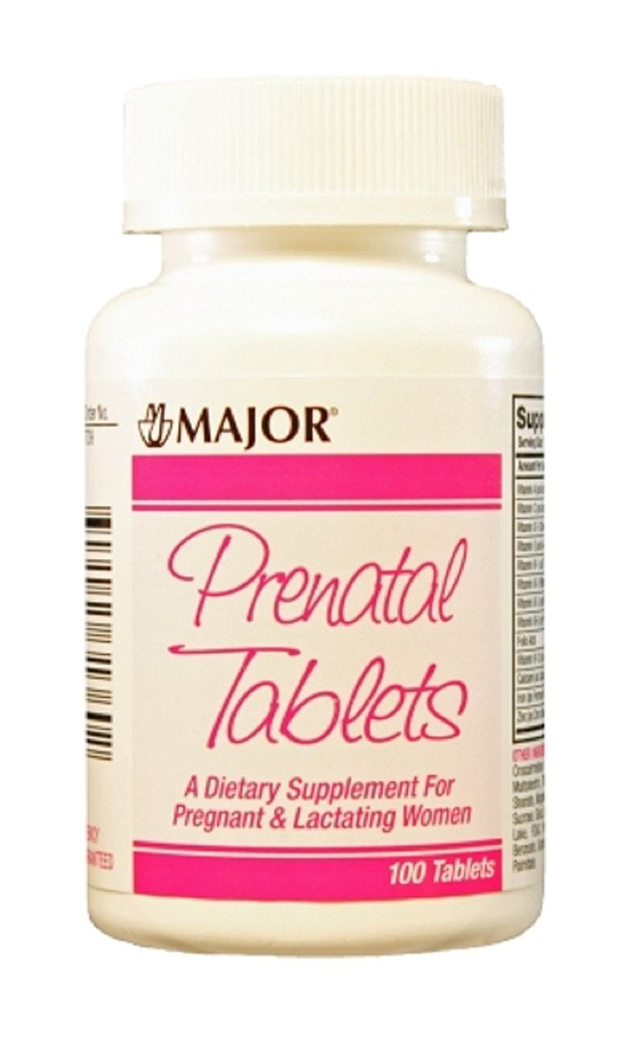 Major Prenatal Vitamins, Dietary Supplement, Bottle of 100 Tablets ...