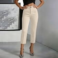 AGKIZG Solid Color Womens Business Pants High Waist Straight Leg 9 ...