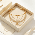 DESIGNICE Minimalist Gold Arm Cuff for Women-Layered Tassels Heart ...