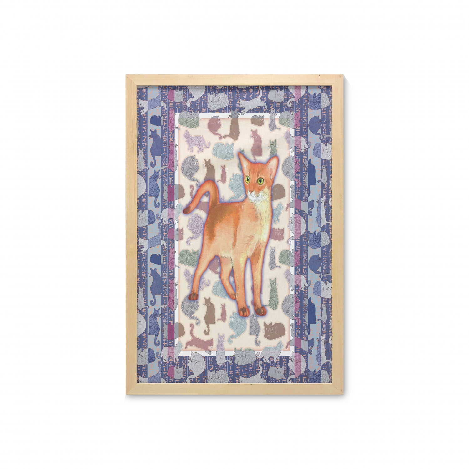 Animal Wall Art with Frame, Cats Themed Framework Details Floral ...