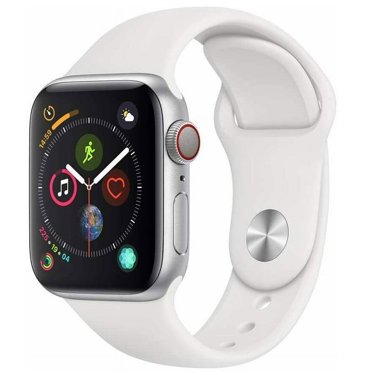 Restored Apple Watch Series 5 44mm GPS Cellular LTE Aluminum Silver White Sport Band ...