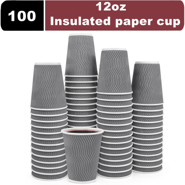 CHARMOUNT 100 Pack 12 oz Single Use Disposable Coffee Cups, Insulated ...