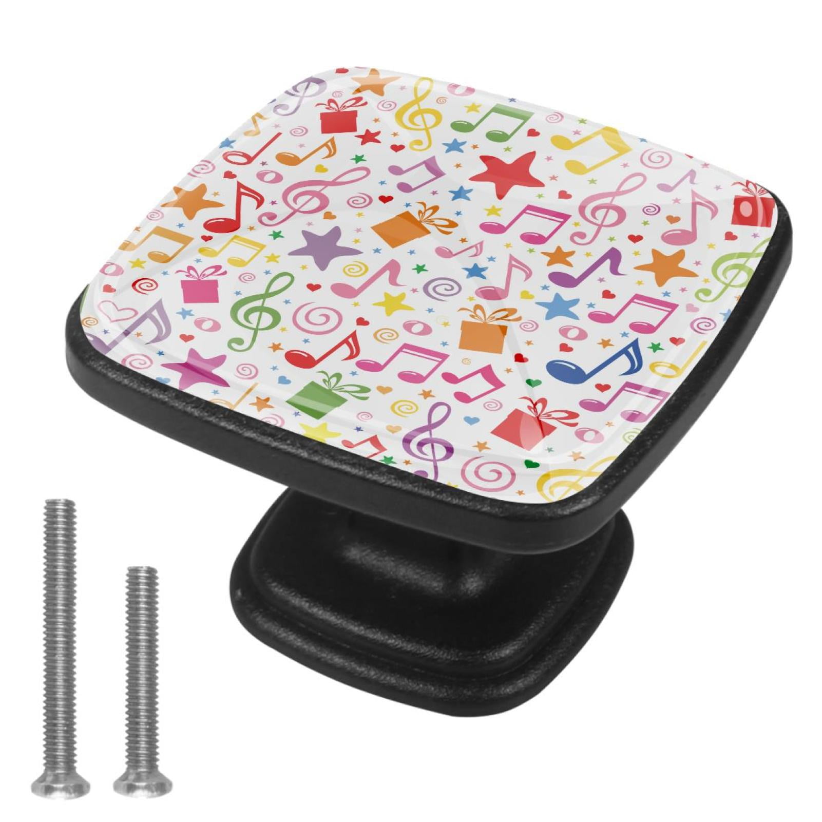 4 Pcs Cabinet Handle Drawer Pulls Music Note Knobs with Screws Square ...