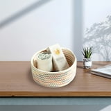 asjyhkr Small Cotton Rope Woven Storage Basket,Decorative Round Cotton ...