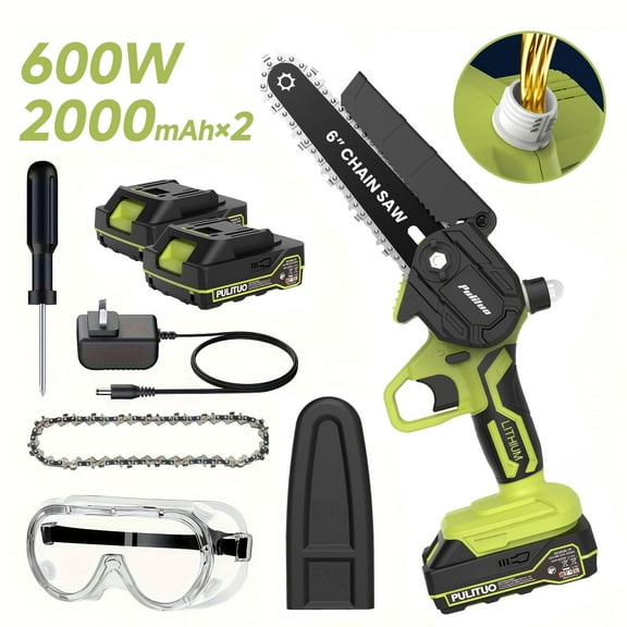 Seesii 6-Inch Cordless Chainsaw, Handheld Wood Cutter Kit with 2 ...