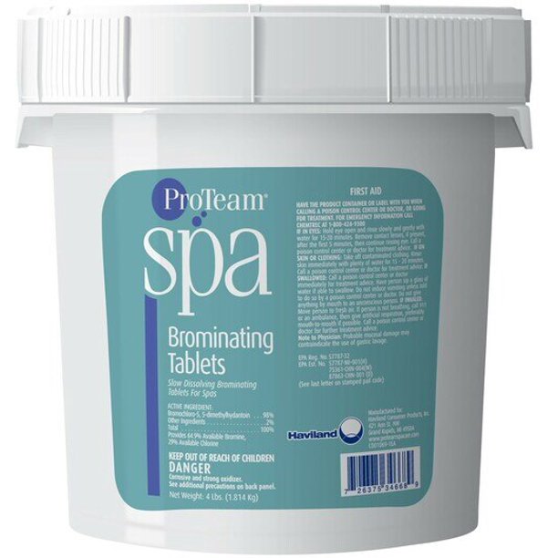 ProTeam Spa Brominating Tabs 4 lb Slow Dissolving for Spas & Hot Tubs ...