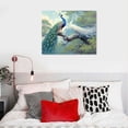 Acheng Peacock Art Wall Decor White And Blue Peacock Poster Canvas Wall ...