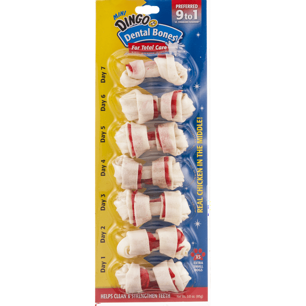 Dingo Dental Mini Bones 7 Count, Natural Chewing Action Helps Clean ...