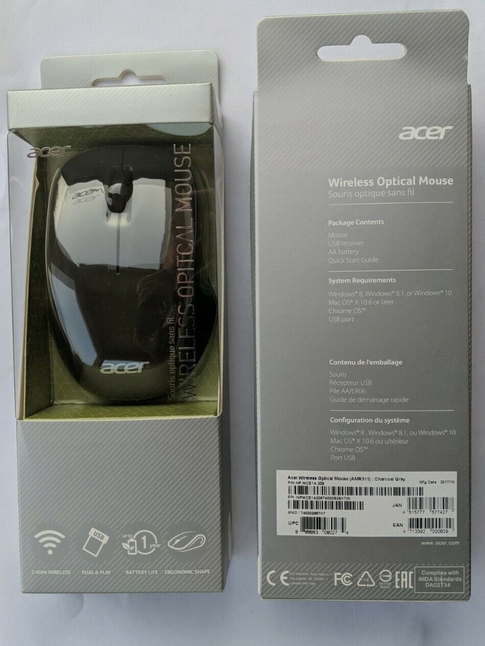 Acer Wireless Optical Mouse USB - Charcoal Grey - Walmart.com