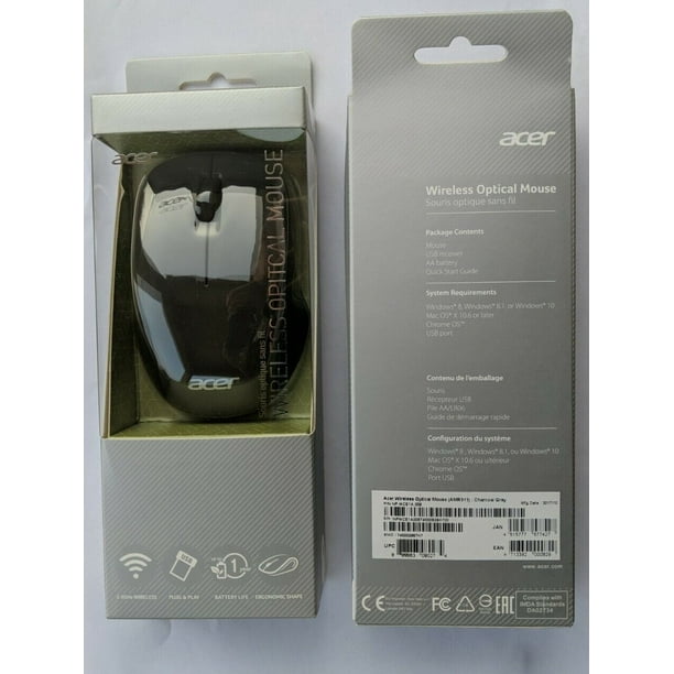 Acer Wireless Optical Mouse USB - Charcoal Grey - Walmart.com