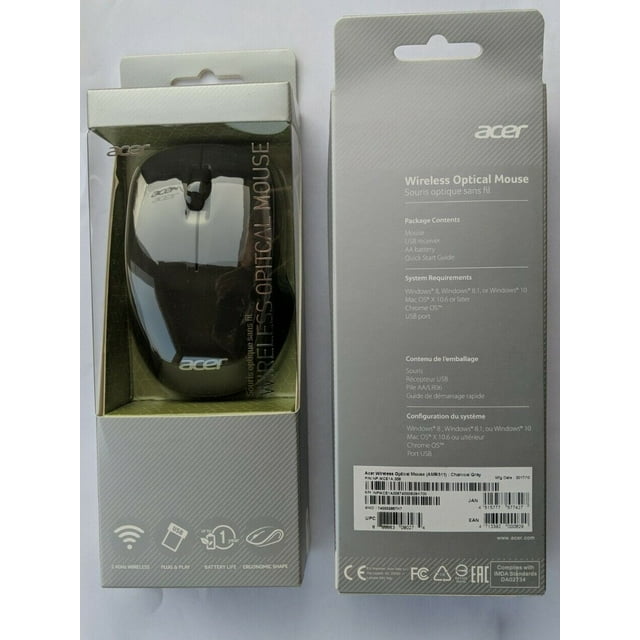 Acer Wireless Optical Mouse USB - Charcoal Grey - Walmart.com