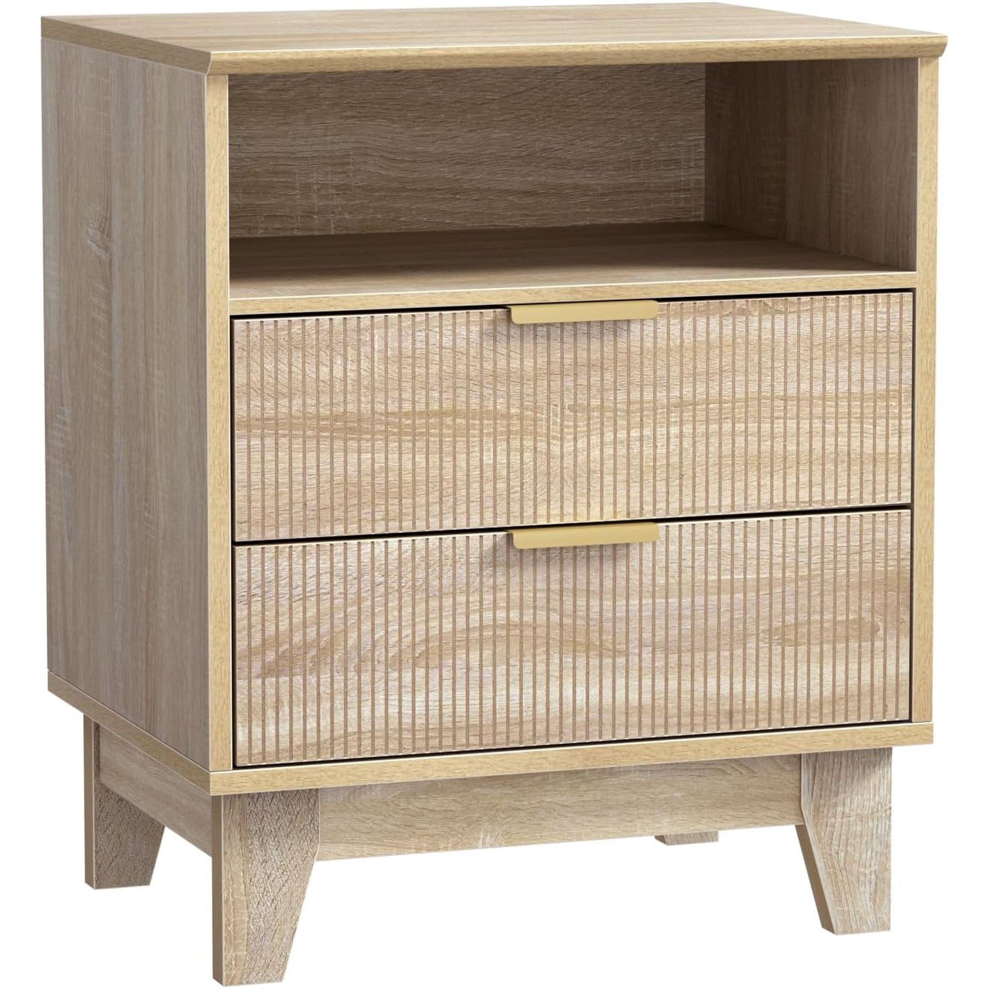 Click here for Nobrand Fluted Nightstand With 3 Drawers - Modern... prices