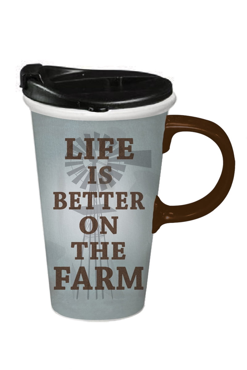Cypress Home Ceramic Life is Better Travel Coffee Mug, 17 ounces ...
