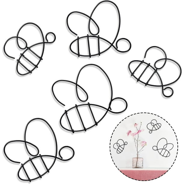 5 Pieces Metal Bee Wall Art Wire Bee for Room Kitchen Bedroom Office ...