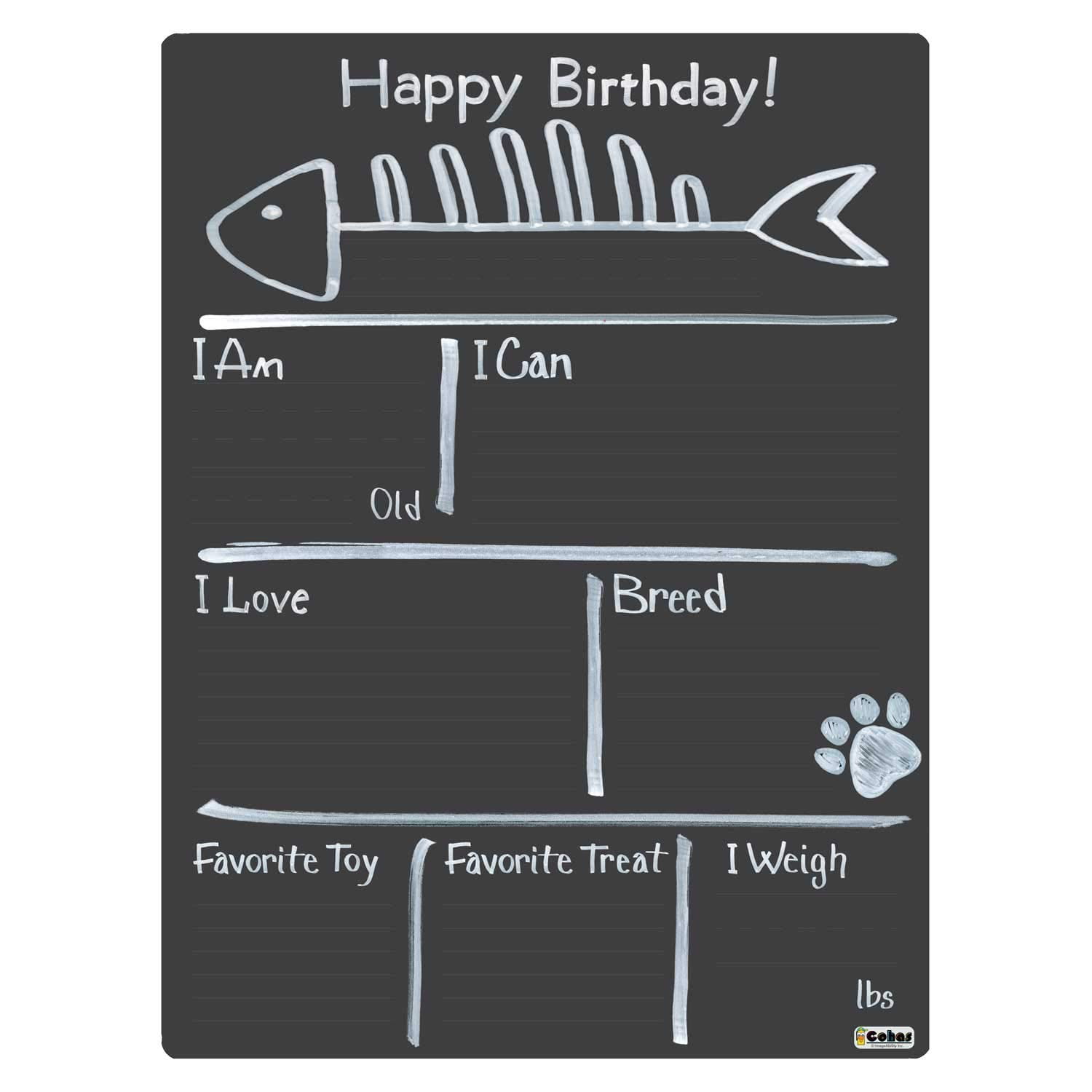 Cohas Fish Theme Pet Milestone Chalkboard, 12 by 16 inches, No Marker ...