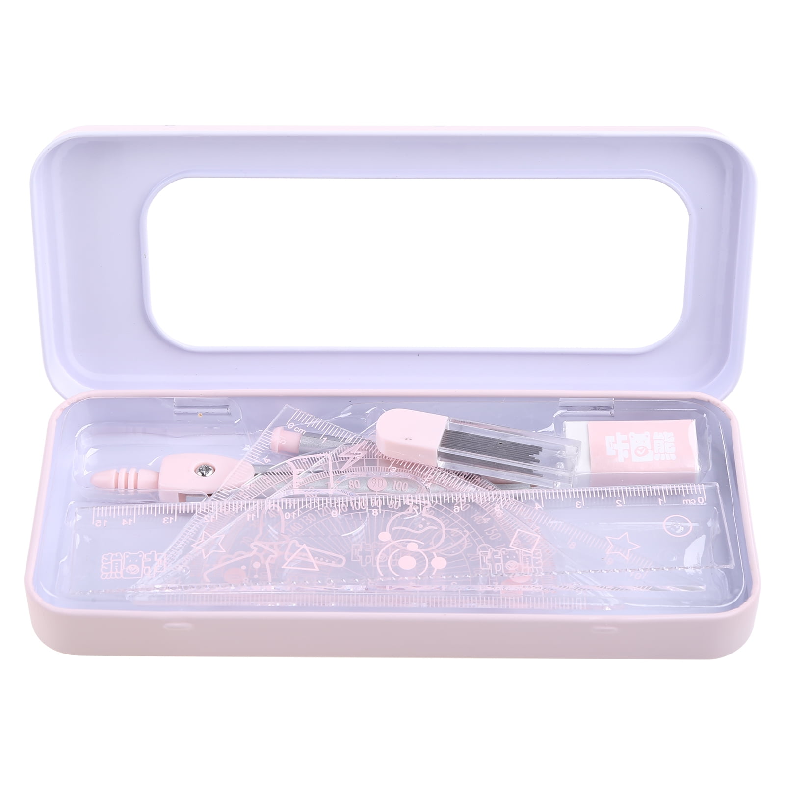 Portable Compass Protractor Kit Math Drafting Tool Plastic Rulers Set ...