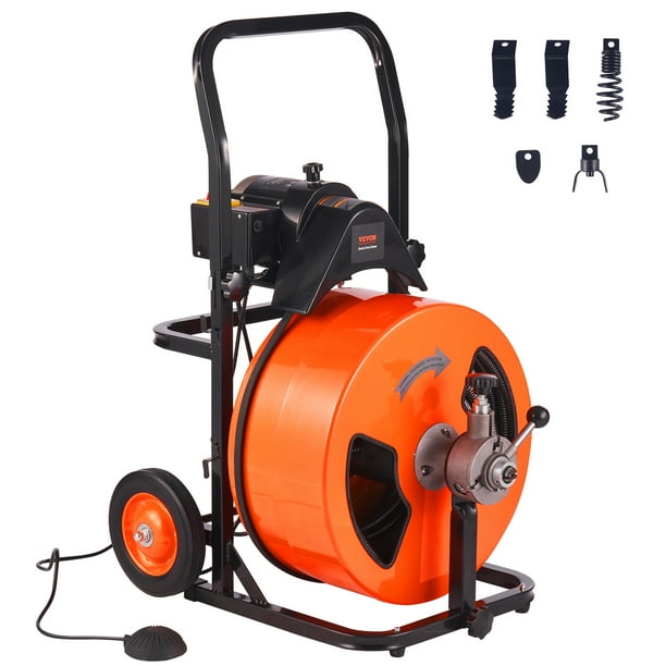 VEVOR Drain Cleaner Machine Electric Drain Auger 100 ft x 3/4in Auto ...