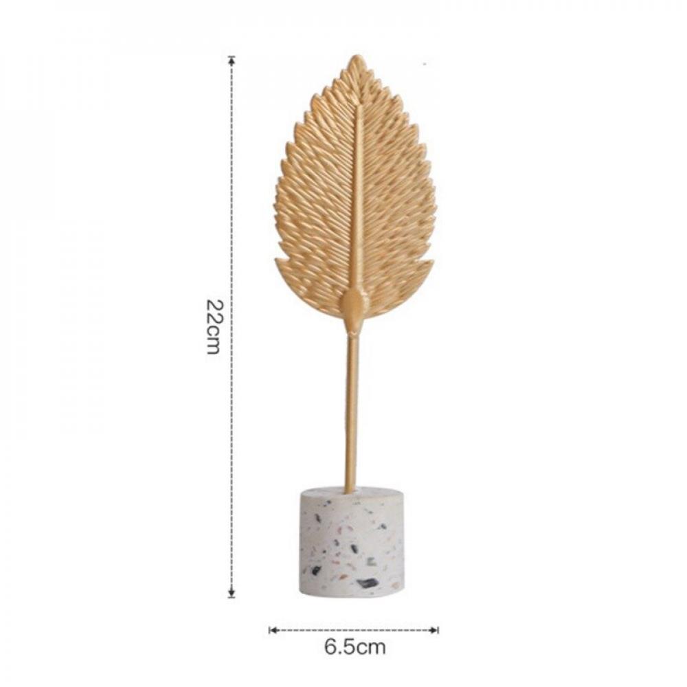 Golden Monstera Leaf Feather Model Ornament,Metal Golden Leaf Tabletop ...