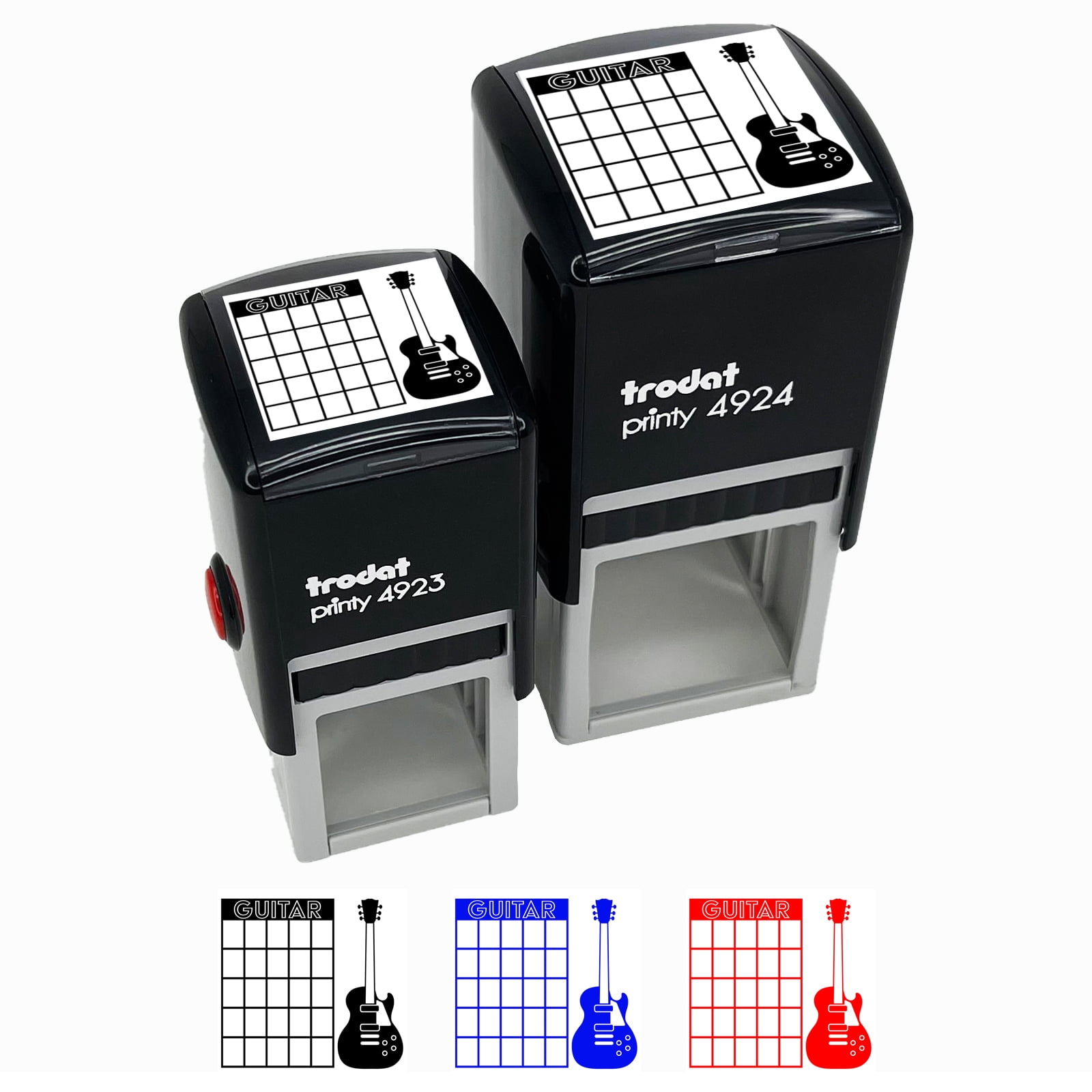 Electric Guitar Chord Chart Self-Inking Rubber Stamp Ink Stamper - Blue ...