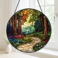 Forest Path Stained Glass Suncatcher – Redwood Tree Window Hanging ...