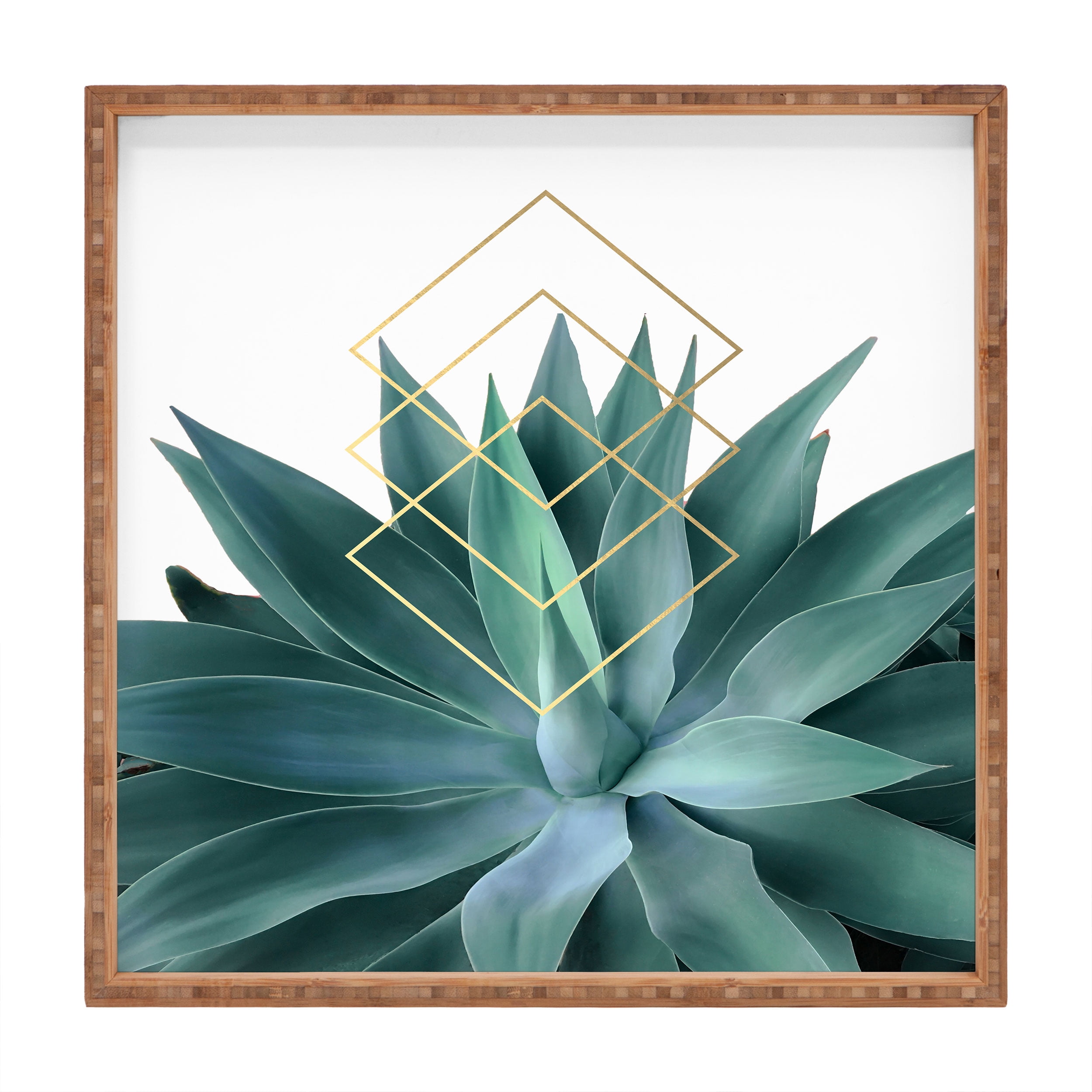 Society6 Gale Switzer Agave Geometrics Medium Square Bamboo Tray, 12" x ...