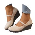 AUDeals Women's Mary Jane Wedge Shoes, Slip On Comfort with Elastic ...