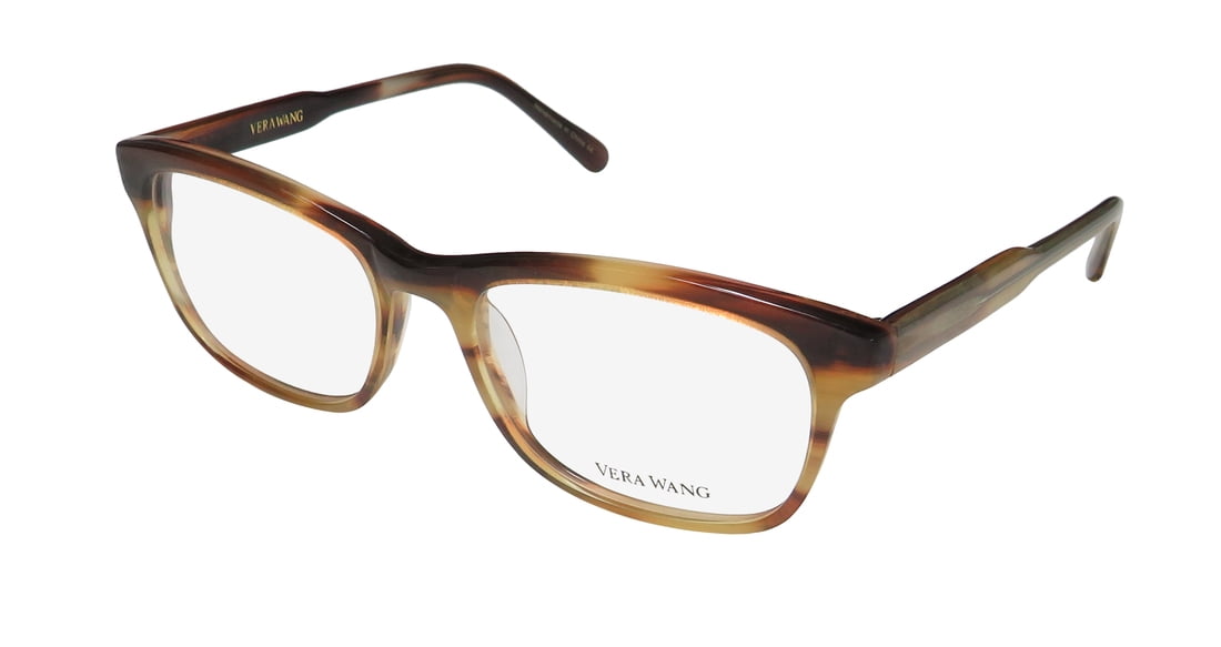 New Vera Wang Luxe Manon Womensladies Rectangular Full Rim Spring Tortoise Frame Demo Lenses 51