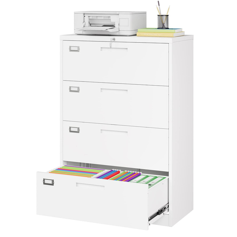 STANI 4 Drawer File Cabinet with Lock, 4 Drawer Steel Wide Filing ...