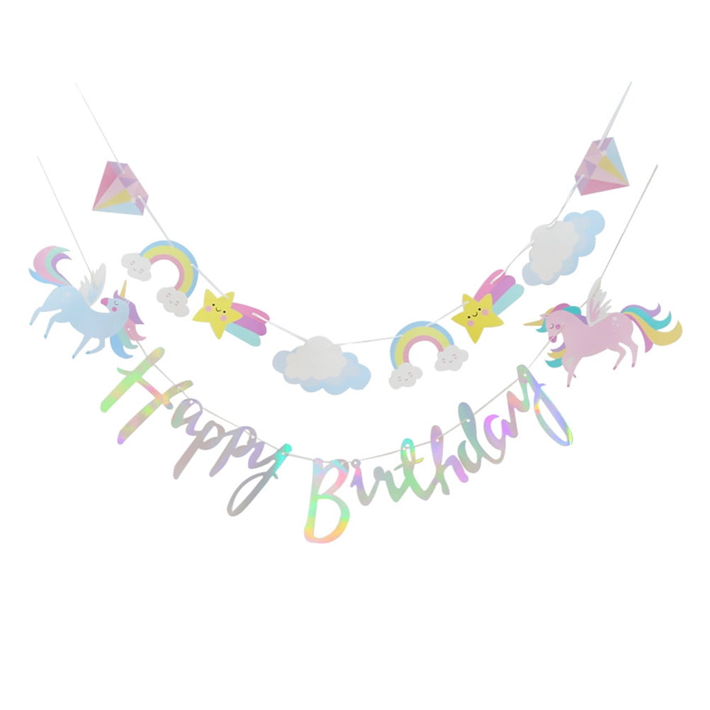 Click here for Amosfun 2 Sets Birthday Banner Unicorn Hanging Ban... prices