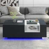 Churanty LED Coffee Table with Storage, Modern Center Table with LED ...