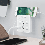 Merkury Innovations 3.1A USB Wall Charger 6-Outlet Extender with 2 USB ...