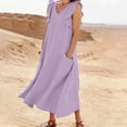 MaFYtyTPR Women's Flutter Sleeve Maxi Dress Fashion Solid Color V-neck ...