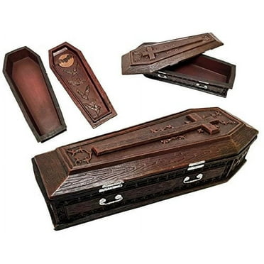 Brown Vampire Coffin Casket with Cross Jewelry Trinket Box - Walmart.com