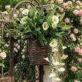 Artificial Olive Flower Hanging Basket Wreath With Delicate Design ...