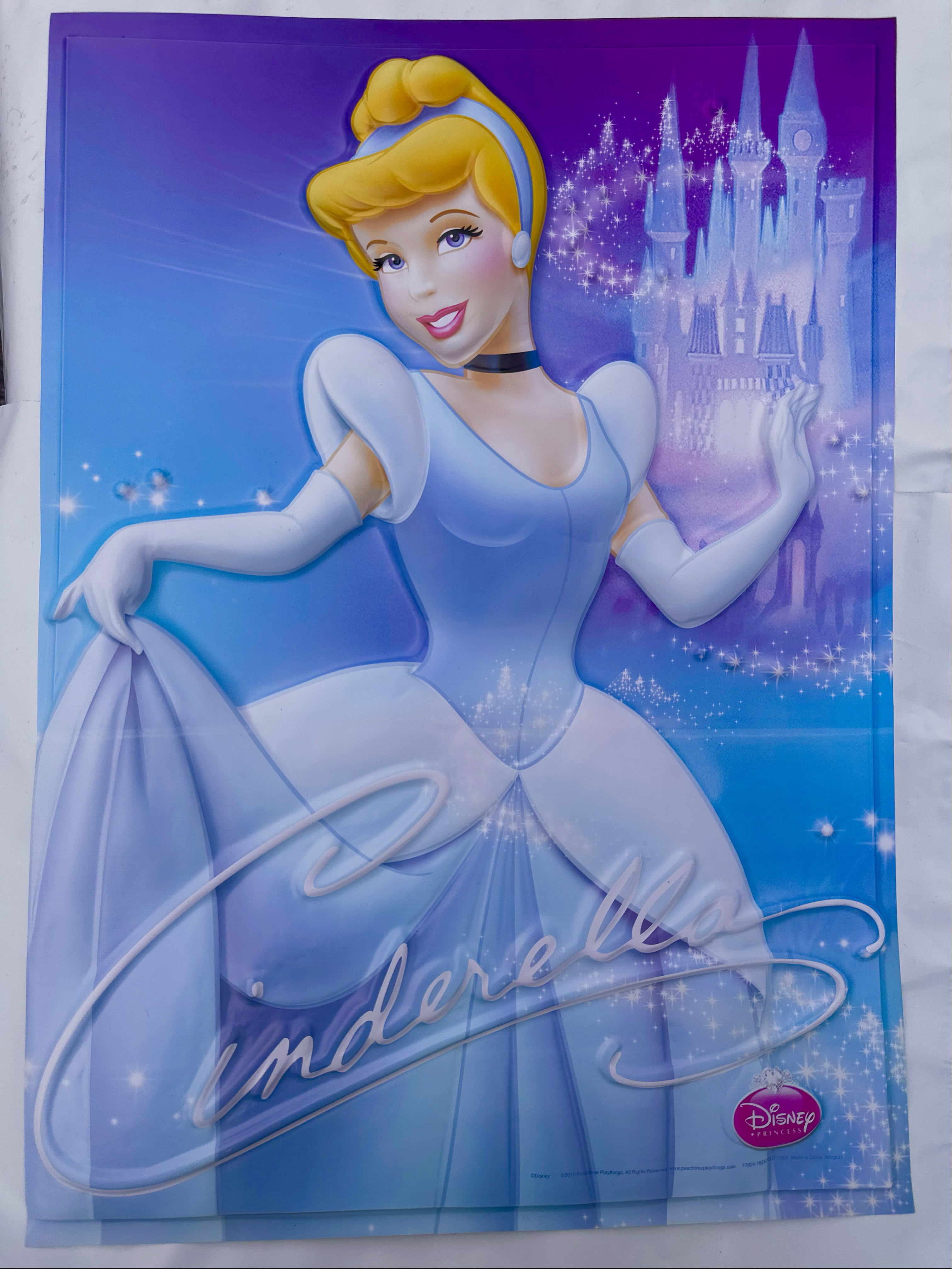 Large Classic Disney Princess Cinderella Poster - Blue Dress Cinderella ...