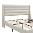 King Size Bed Frame with High Wave-Shaped Headboard, Premium Chenille ...