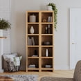 Prepac Moda 80" Tall 5-Tier Narrow Bookcase in Natural Oak, Modern ...