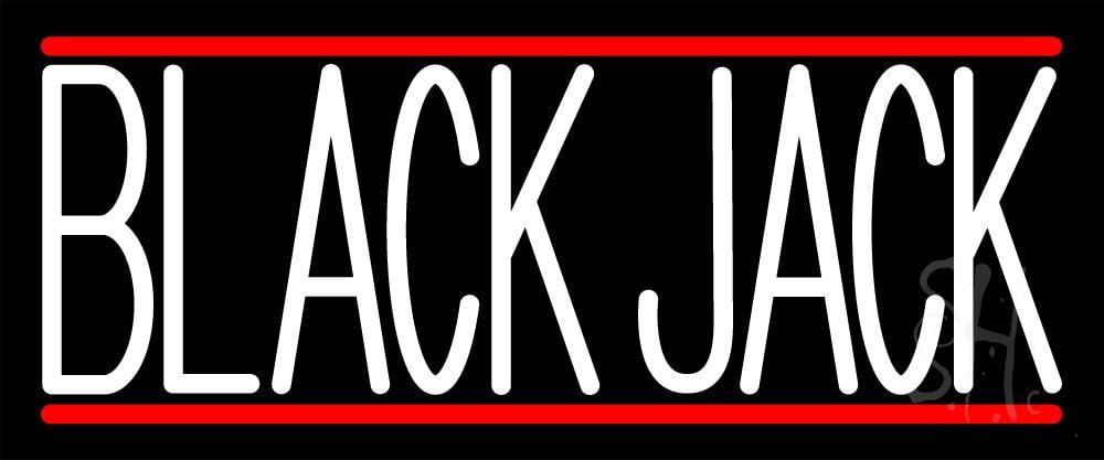 Blackjack White LED Neon Sign 10 x 24 - inches, Black Square Cut ...